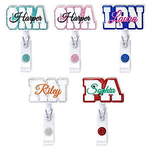 Custom Cute Name Retractable Badge Reel RN CNA LPN CMA MA PCT LVN BSN PT FOC LAB MLS Badge Reel for Nurses | Personalized Acrylic Nurse Badge Holder RN | Nurse Id Decor | Nurse Gift Doctor Gift