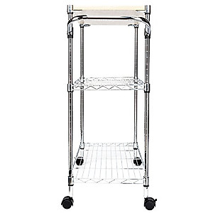 MENGK 3-Tier Rolling Kitchen Storage Trolley Cart - Steel Island Movable Utility Service with Drawer and Lower Basket