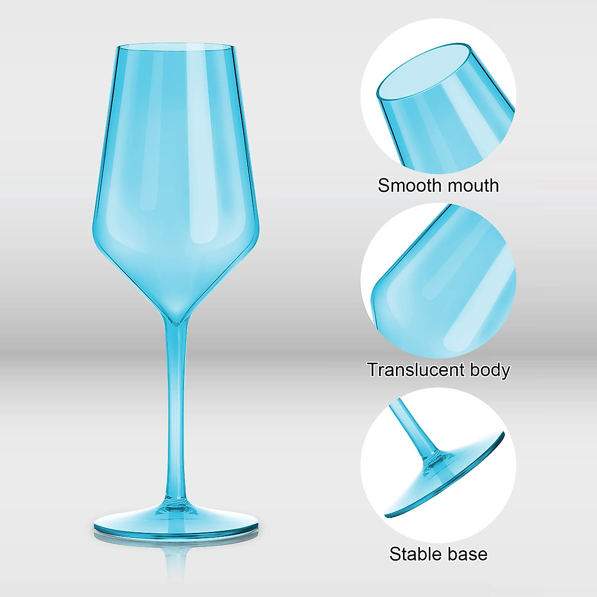 Shellwei 12 Pieces Plastic Wine Glass Colorful Plastic Goblets Stemmed Drinking Glasses Reusable Wine Glasses Set Drinkware for Party Wedding Restaurant Anniversary Christmas Birthday, 6 Colors