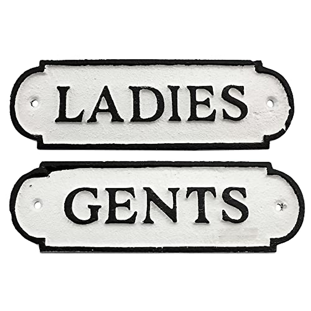 AuldHome Restroom Door Signs: Ladies and Gents; Set of 2 Cast Iron Public Bathroom Signs for Men/Women