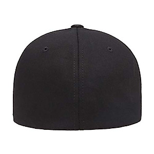 Flexfit Mens Cotton Twill Fitted Baseball Cap, Black, Large-X-Large US