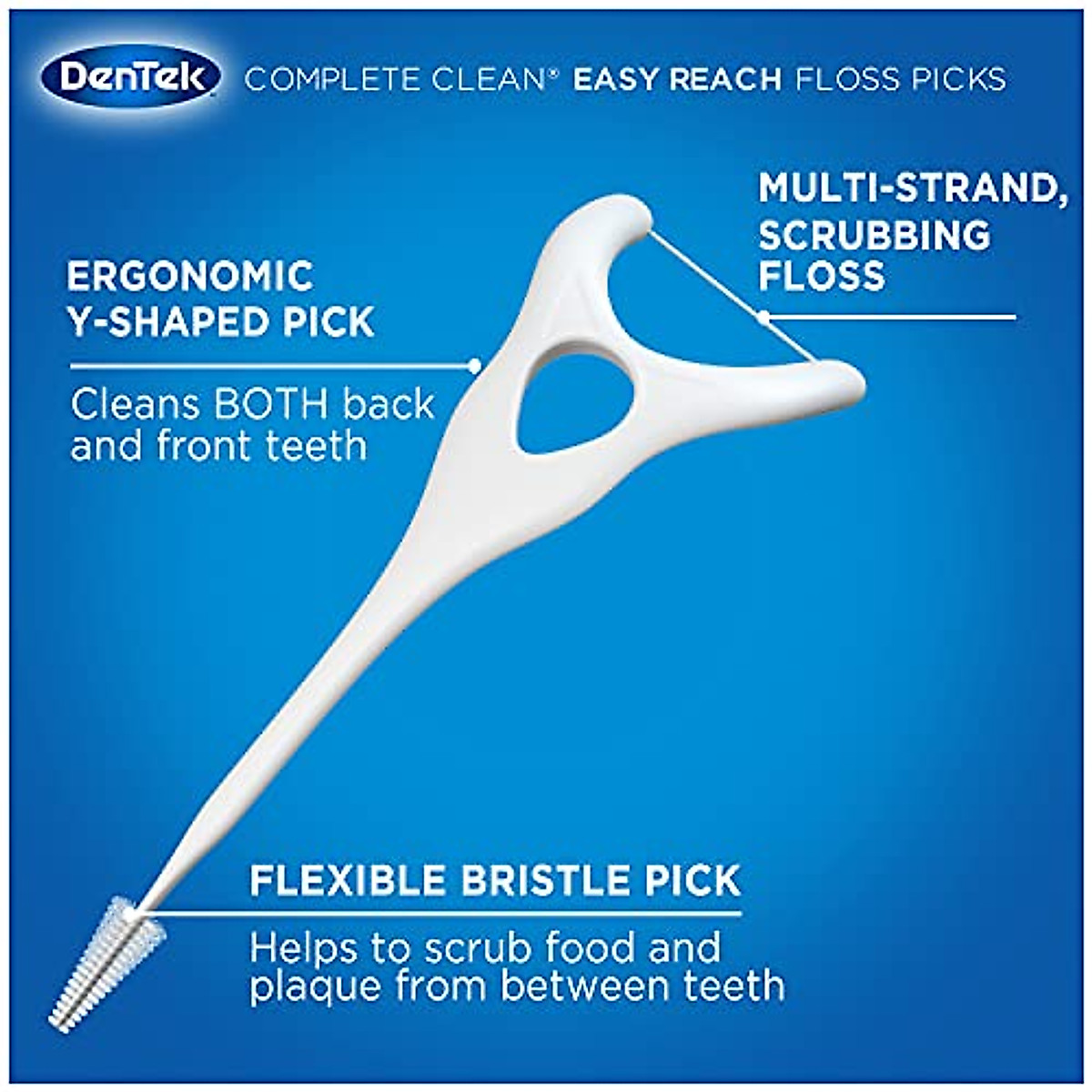 DenTek Complete Clean Floss Picks | Removes Food & Plaque | 75 Count