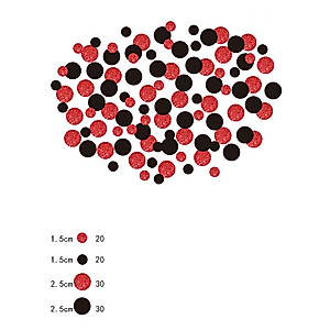Red Dots Confetti Glitter Paper Red Black Scatter Table Decoration Surprise Craft Supplies Graduation Birthday Party Bridal Baby Shower Girls Party Wedding Gift Circle Dots Decor 100 Pcs