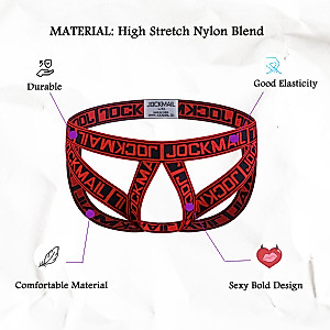 JOCKMAIL Mens Underwear JockStrap Stretch Mens Jock Strap G-string Athletic Jockstrap Mens Sport Underwear Jockstrap Red