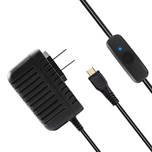 LoveRPi Certfied MicroUSB 5.25V 2.5A Power Supply with Power Switch and Status LED for Raspberry Pi