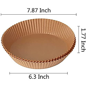 100 PCS Disposable Paper Liner for Air Fryer, Disposable Parchment Liners, Round Baking Paper-Liners for Baking Roasting Microwave (Nature)