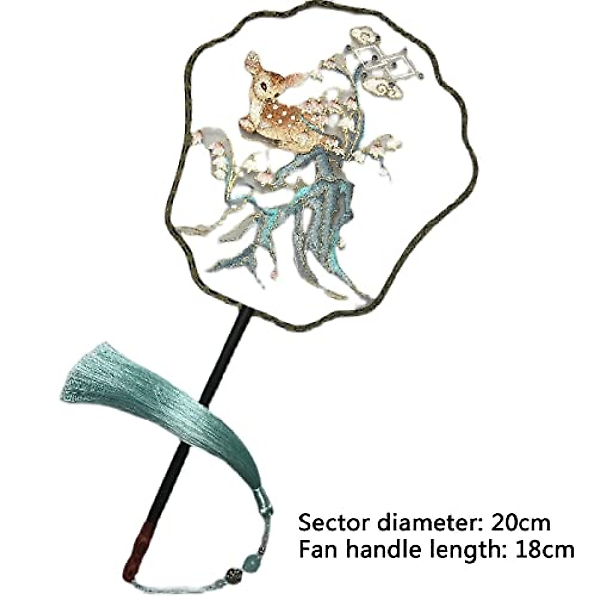 PHONME Chinese Embroidered Hand Fan Hand Fan Folding Hand Fan Antique Fan Summer Female Chinese Style Hanfu Cheongsam Ancient Costume Embroidery Small Fan Vintage Style