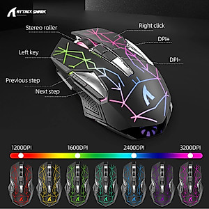 A.jAZZ Wireless Gaming Keyboard and Mouse Combo,Full Size 12 RGB Chroma Backlit Keyboard,Rechargeable 4200mAh Mechanical Feel USB/Type-C Dual Receiver Silent Mice,for PC,Mac,Laptop,PS4,Xbox,Black