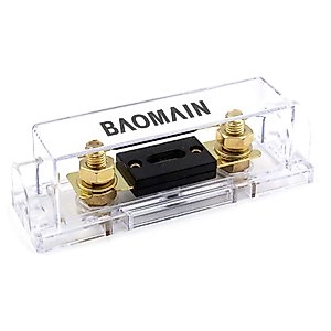 Baomain Electrical Protection ANL Fuse Holder Kit for Car Vehicles Audio System RoHS with 200 Amp ANL Fuses (ANL 200A) (1 x Holder，1 x Fuses)