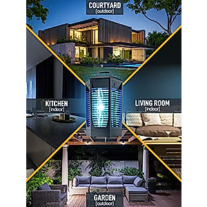 Bug Zapper Outdoor, Pophies Bug Zapper Indoor Plug in with 4200v High Powered, 18w Bug Zapper Outdoor Waterproof, Mosquito Killer Up to 2300 Sq Ft, Electric Bug Zapper for Patio Garden Home Kitchen