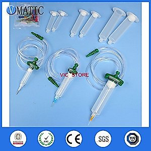 Liquid Dispensing Adhesive Glue Plastic Pneumatic Syringe + Dispenser Syringe Adapter Fitting Valve 5/10/30 Cc Ml + Syringe Needles