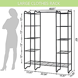 Gewudraw Heavy Duty Garment Closet Organizer Rack -B Style and E Style