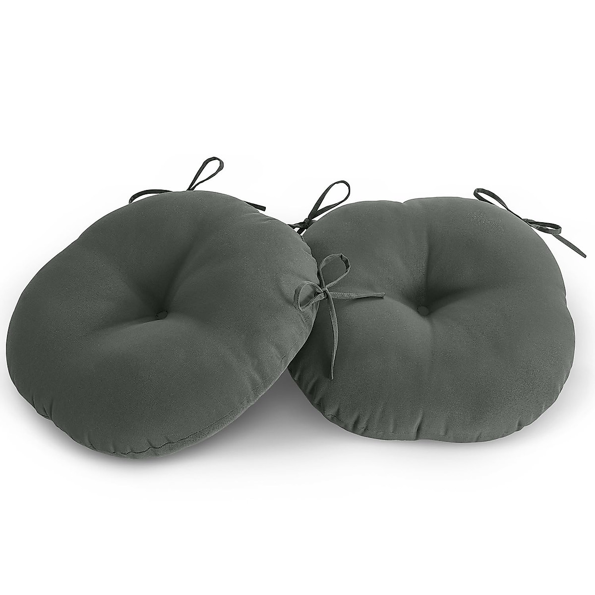 LOVTEX Bistro Chair Cushions Set of 4, Outdoor Round Chair Cushions 15 Inch, Waterproof Round Outdoor Cushions with Ties, Dark Gray Outdoor Chair Cushions for Patio Furniture