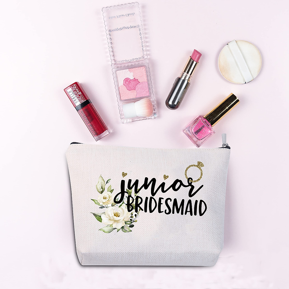 Junior Bridesmaid Gift Junior Bridesmaid Makeup Bag Cosmetic Bag Bridal Party Gifts (Junior Bridesmaid Bag)