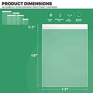 100-Count, (13" x 18") - 2.5 Mil Thickness Clear Zipper Reclosable Bag, Zip Bags, Ultra Heavy Duty Lock Seal Poly Plastic Bags for Prints, Photos, Documents, Clothing, T-Shirt