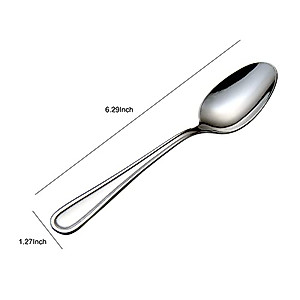 HISSF Teaspoons Stainless Steel 18/0 Tea Spoons 6 Pcs, 6.29 Inches For Home, Kitchen Restaurant, Slilver