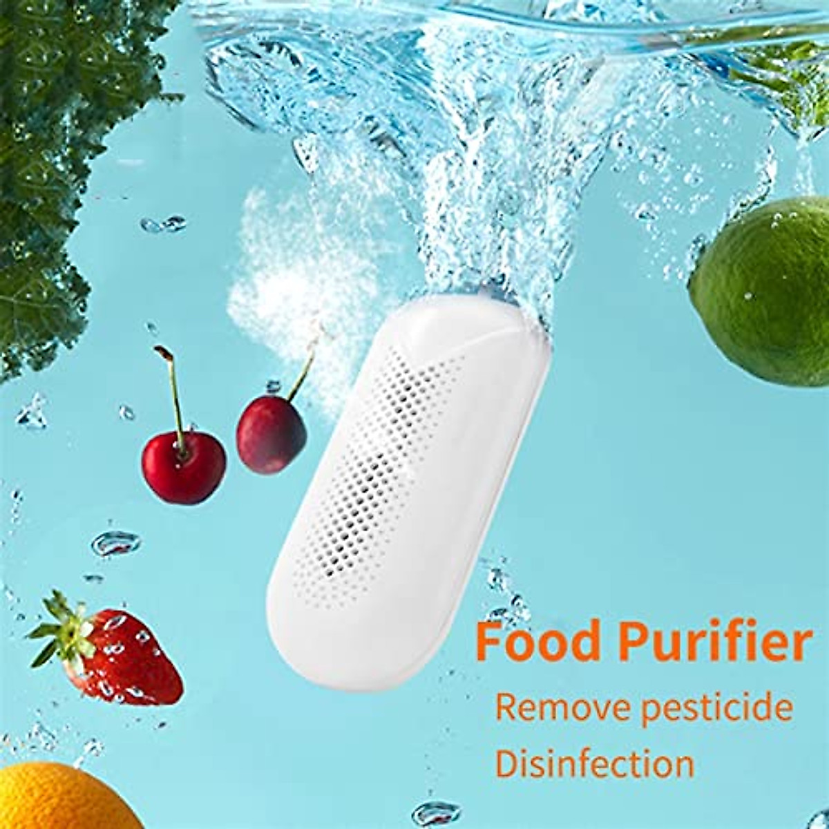 Fruit and Vegetable Washing Machine, Protable Food Purifier Remove Pesticide Residues Fruit Vegetable Washing Machine Food Household Travel (Color : White)