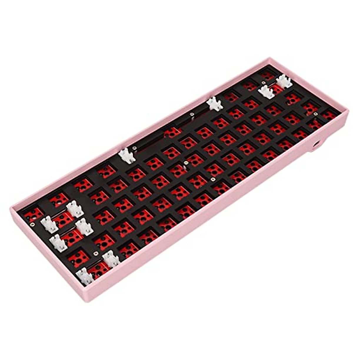 Naroote Modular Mechanical Gaming Keyboard, Wide Compatibility 61 Keys Mechanical Keyboard DIY Kit with ABS Shell RGB (Pink)