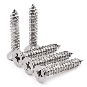 Glvaner #4 x 3/4 inch Flat Head Wood Screws Sheet Metal Screw 100 pcs 304 Stainless Steel 18-8 Self Tapping Screw