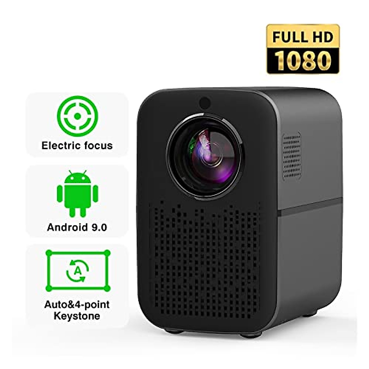 M6A 1080P LED Video Projector Android 9.0 6000 Lumens 5G WiFi Electric Focus for 4K Home Cinema Smartphone ( Color : M6A 1080P )