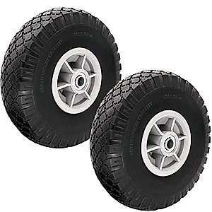 10" Flat Free Solid Tire Wheel,LIYYOO Flat Free Solid Rubber Replacement Tire for Garden Utility Cart Tires Snowblower Lawn Mower Wheelbarrow Generator Hand Cart (10" Diameter,5/8" Axle, 400 lb)