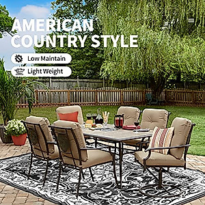 nalone Reversible Mats, Outdoor Rugs 6x9 for Patio, Outdoor Plastic Straw Rug, New York Patio Country Retro Transitional Geometric Outdoor Area Rug for RV, Camping, Deck, Picnic (6'X9', Black&White)