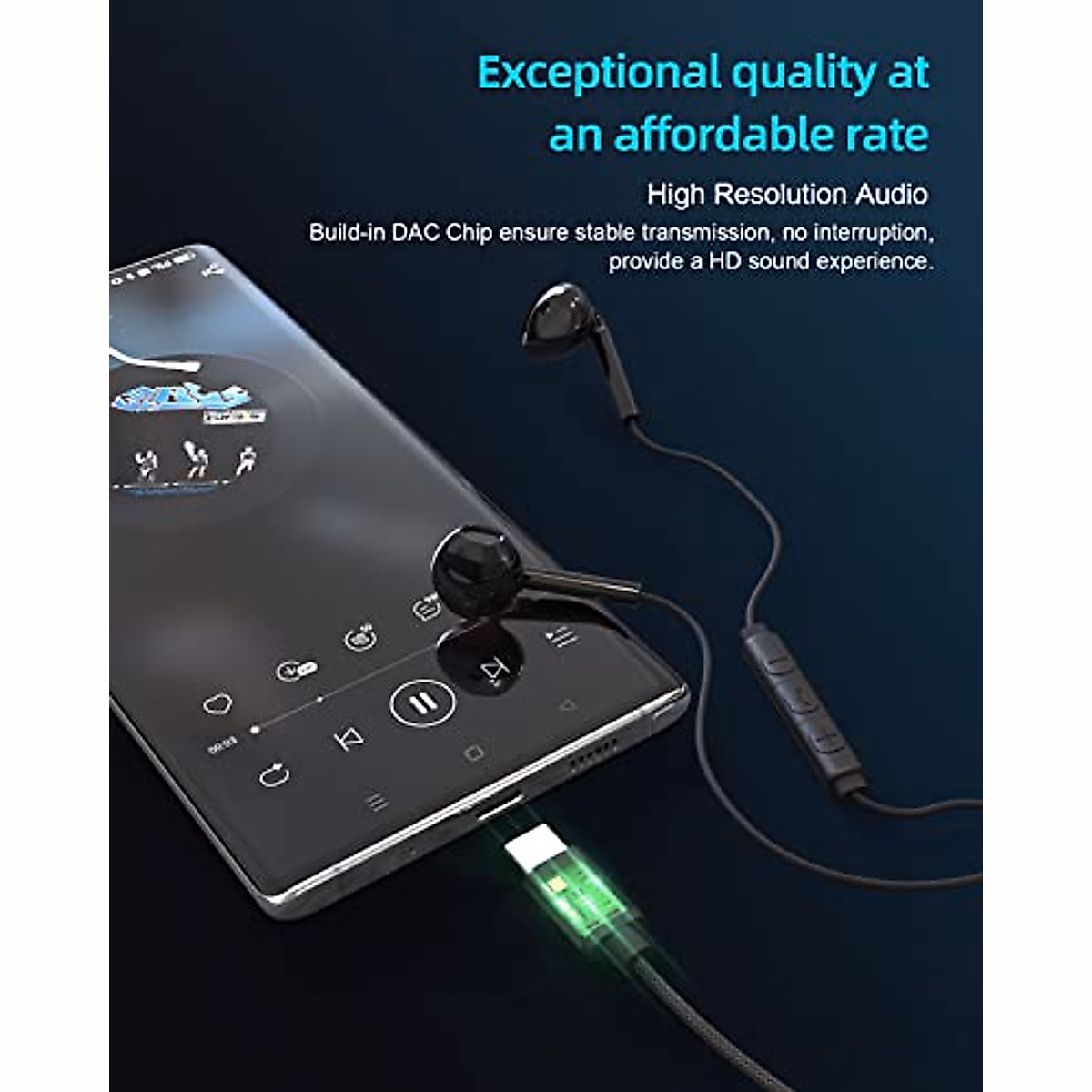 iFory USB C Headphones, Hi-Res Type C Earphones in-Ear Earbud with Baried Suit with Microphone and Volume Control Compatible with Google Pixel LG Samsung Oneplus Sony MacBook Black…
