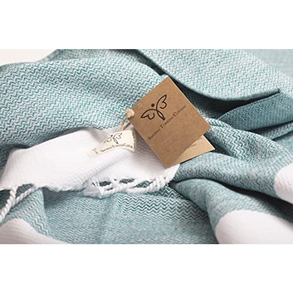 Smyrna Original Turkish Throw Blanket Orientina Series | 100% Cotton, 50 x 60 Inches | Vintage Boho Throw Blankets for Couch, Sofa, Farmhouse and Home Decor | Lightweight and Super Soft (Petrol)