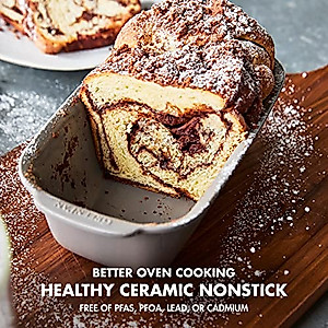 GreenPan Premiere Ovenware Healthy Ceramic Nonstick 1 lb. Loaf Baking Pan, Cast Aluminum, Warp-Free, Oven and Broiler safe to 600F,Dishwasher Safe, PFAS-Free, Gray