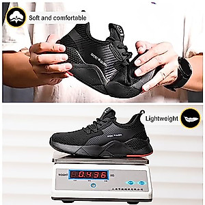 ulogu Waterproof Steel Toe Shoes for Men Lightweight Non-Slip Sneakers Comfortable Puncture Proof Shoes Indestructible Work Shoes Zapatos Punta de Acero para Hombres Black