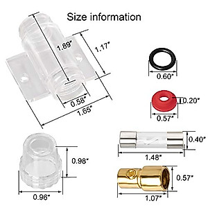OIIKI 4-8 Gauge AWG in-line AGU Fuse Holder with 2 PCS 60A AGU Type Fuse for Car Audio, Alarm Amplifier, Truck Audio, Compressors