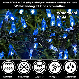 Silvom Blue Christmas Lights, 100 LED Mini Tree Lights, 33ft Xmas Lights, 120V UL Certified Indoor & Outdoor String Lights for Halloween, Christmas Tree, Party, Wedding, Patio, Garden, Home Decoration