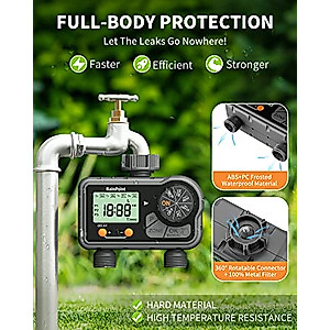 RAINPOINT Sprinkler Timer,Water Timer with 6 Programmable Procedure Rain Delay/Manual/Automatic Mode,Outdoor Hose Timer for Week/Specific/Daily Day Cycle Watering for Lawn Garden Irrigation,2 Outlet