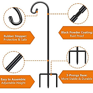 Gtongoko 8 Pack Adjustable Shepherds Hook Matte Black, Outdoor Garden Hook 32 in