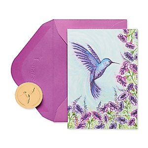 Papyrus Blank Cards with Envelopes - Designed by Bella Pilar, Purple Hummingbird (14-Count)