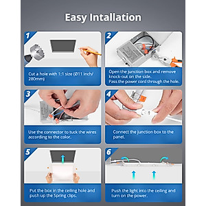 Vtuik 4 Pack 11 inch 24W Dimmable Square LED Recessed Lighting with Junction Box, 1920lm/CRI85 Ultra Thin LED Can Light 5CCT 2700K-5000K Adjustable with a Simple Switch IC Rated,ETL Certified