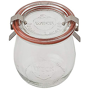 Mini Tulip Jelly Jar with Glass Lids 6 Rings and 12 Clamps, 6 Count (Pack of 1)