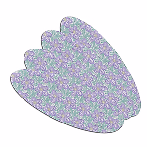 Pretty Purple Flower Petals Pattern Double-Sided Oval Nail File Emery Board Set 4 Pack