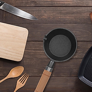 Tofficu Hot Oil Pan Non Stick Small Cast Iron Pot Butter Warmer Pot Mini Cast Iron Skillet Small Oil Heating Pan Melting Pot Ceramic Nonstick Pan Oil Heating Pot Enamel Small Eggs Wooden