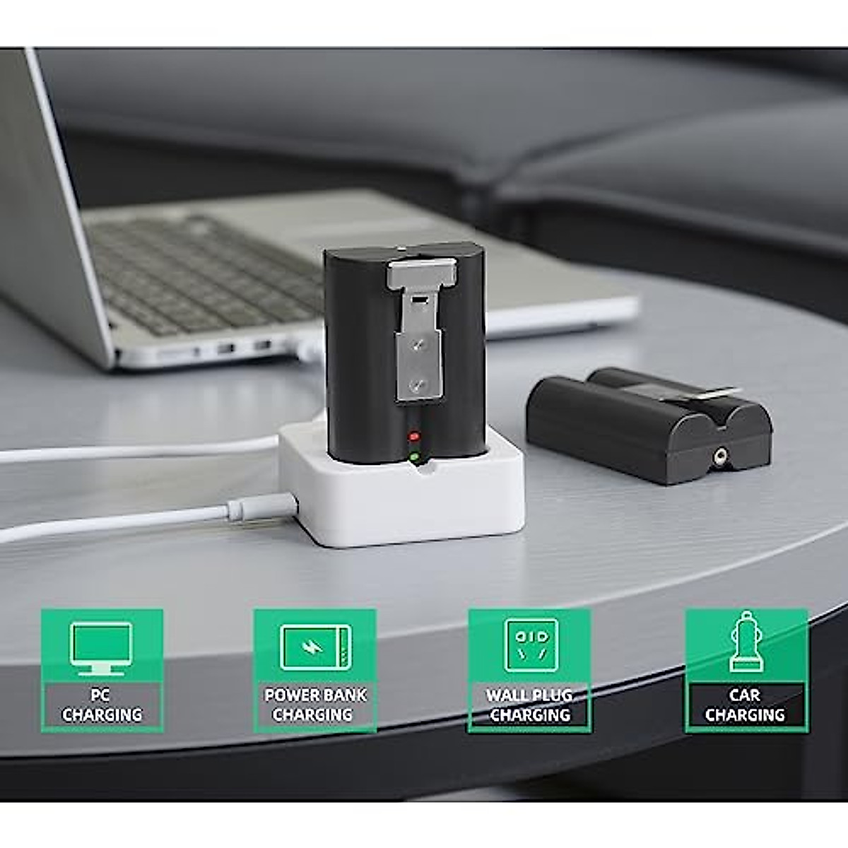 YUELAN Ring 6040mAh Replacement Battery with Charging Station, Solar Stick Up Camera (2nd & 3rd Gen) Video Doorbell 2/3/4/3 Plus & Spotlight Outdoor Camera