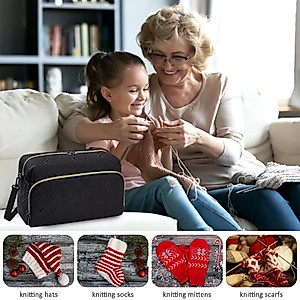 Crochet Yarn Bag Knitting Bag 2Pcs - IBFUN Yarn Storage Organizer Crocheting Bag for Beginners with Shoulder Strap for Crochet Accessories Knitting Needles Crochet Hooks Knitting