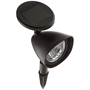 Solar Powered Lights (Set of 4)- LED Outdoor Stake Spotlight Fixture for Gardens, Pathways, and Patios by Pure Garden, Black