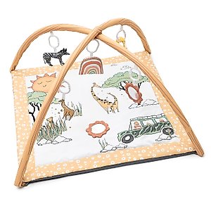 JumpOff Jo - Baby Gym Activity Center & Washable Play Mat - Includes 5 Early Development & Sensory Toys – Ideal for Infants Ages 3 Months or Older - Tiny Dino Blue