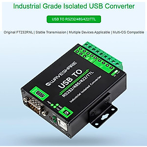 USB to RS232/485/422/TTL Converter with FT232RNL Chip, Industrial Isolated USB Adapter with Multiple Protection, Support Multi Devices and Android, Windows 11 / 10 / 8.1 / 8 / 7, Etc Multi System