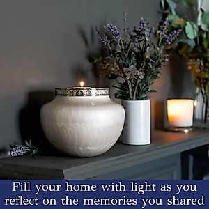 FOVERE – Decorative Urns for Ashes Adult Male and Female – Large White Ash Urn to Display at Home – 100% Handcrafted Cremation Urn for Human Ashes