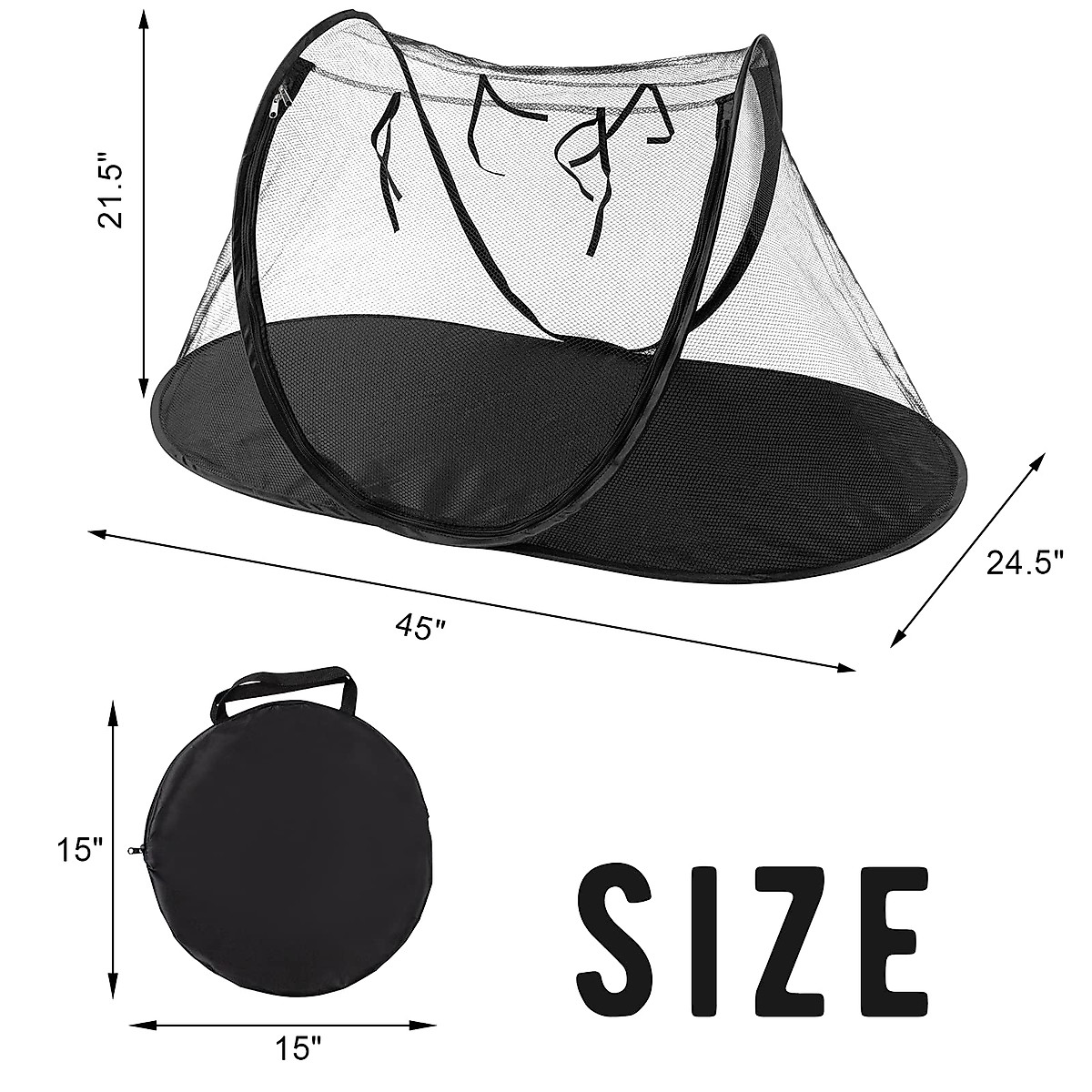 Cat Tent Outdoor, Realife Two Doors Pet Enclosure Pop Up Tent, Indoor Pet Tent Playpens for Cats and Small Animals in Deck, Yard, Patio, Park, Portable Exercise Tent with Carry Bag (Black)