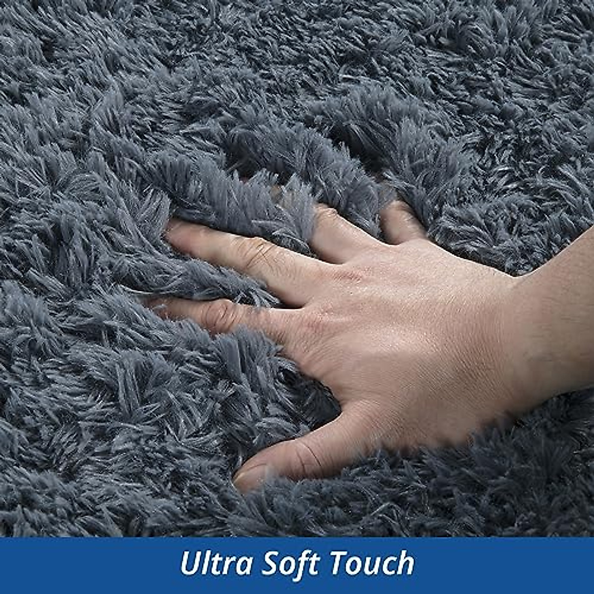 BALAPET Modern Plush Area Rug 9x12, Ultra Soft Large Faux Fur Area Rug for Bedroom Living Room, Non-Skid Indoor Carpet for Kids Playroom Home Decor, Solid Grey
