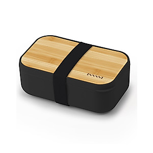 invvni Bento Box Lunch Box Containers for Adults Kids - Natural Bamboo Lid, Cutlery & Chopsticks, Microwave Safe, Dishwasher Safe, Bpa Free, Leakproof, Gifts for Women, Small