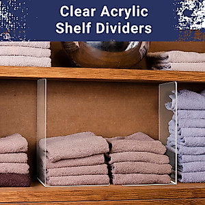 True 4U Acrylic Shelf Dividers for Closet Organization: 4 Pack Tall Durable Clear Shelves Moveable, Ideal for towels, clothes, purses, divider for any shelf in any room 10"X4"x11"
