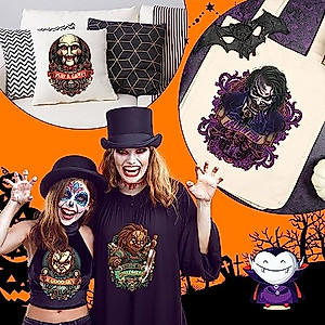 AnyDesign 15 Sheet Halloween Heat Transfer Vinyl Stickers Horror Movie Characters Iron on Vinyl HTV Patches Halloween Friends Iron on Transfer Stickers for Scary Movie Lovers Fabric T-Shirts DIY Craft